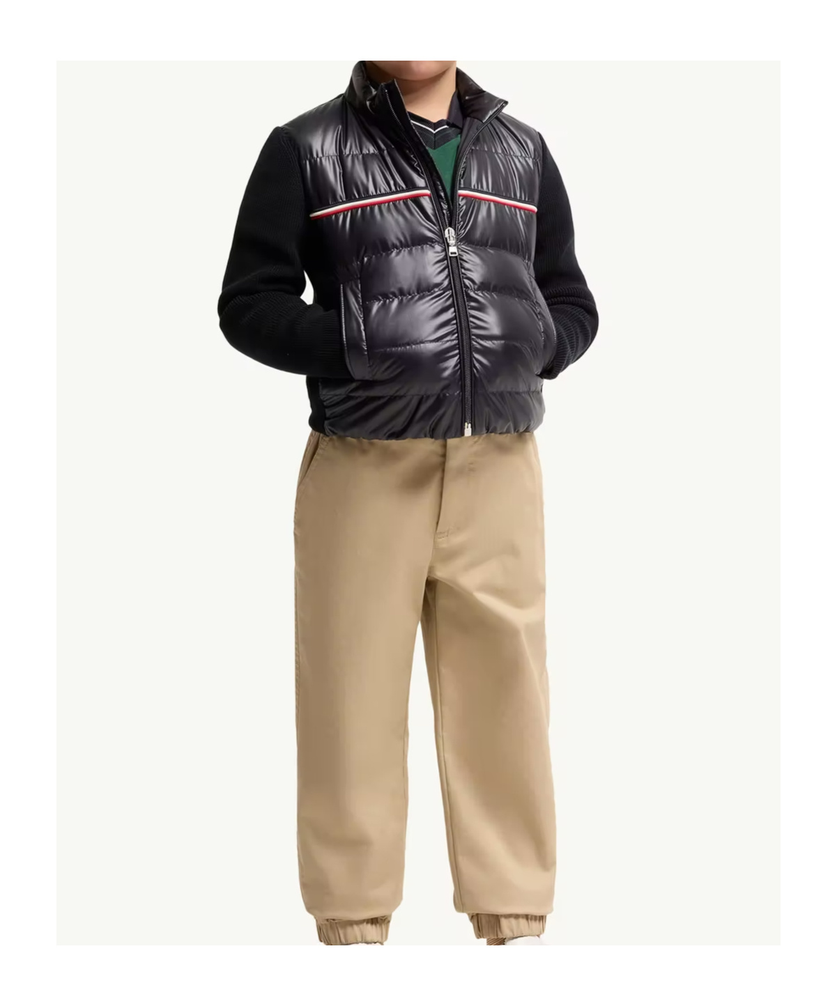 MONCLER Moncler Padded Zip-Up Cardigan with Tricolor Stripe Detail